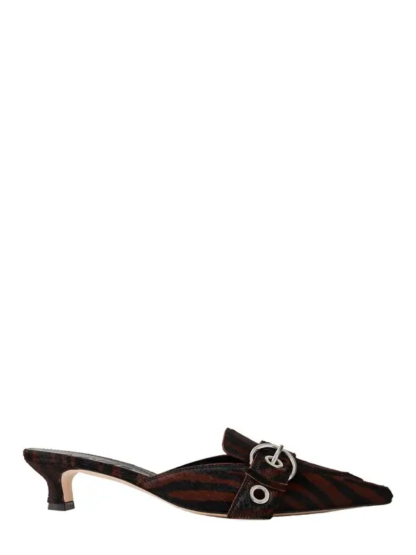 AeydĒ Danielle Zebra-print Pony Hair Mules - Brown