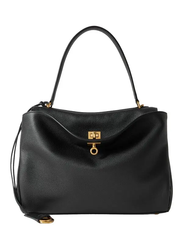 Balenciaga Rodeo Medium Textured-leather Shoulder Bag - Black