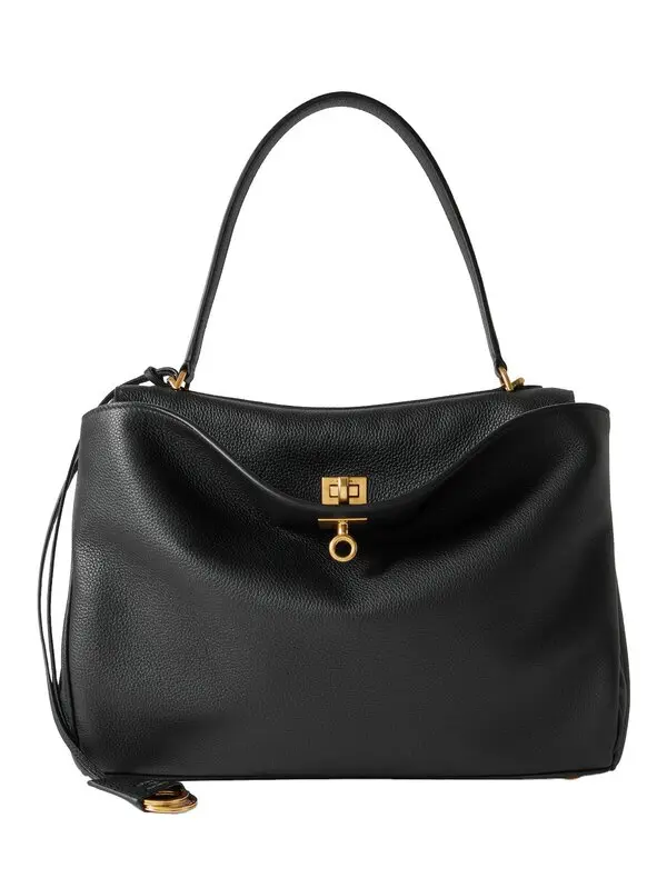 Balenciaga Rodeo Medium Textured-leather Shoulder Bag - Black