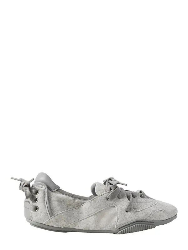 Acne Studios Leather-trimmed Suede Ballet Flats - Gray