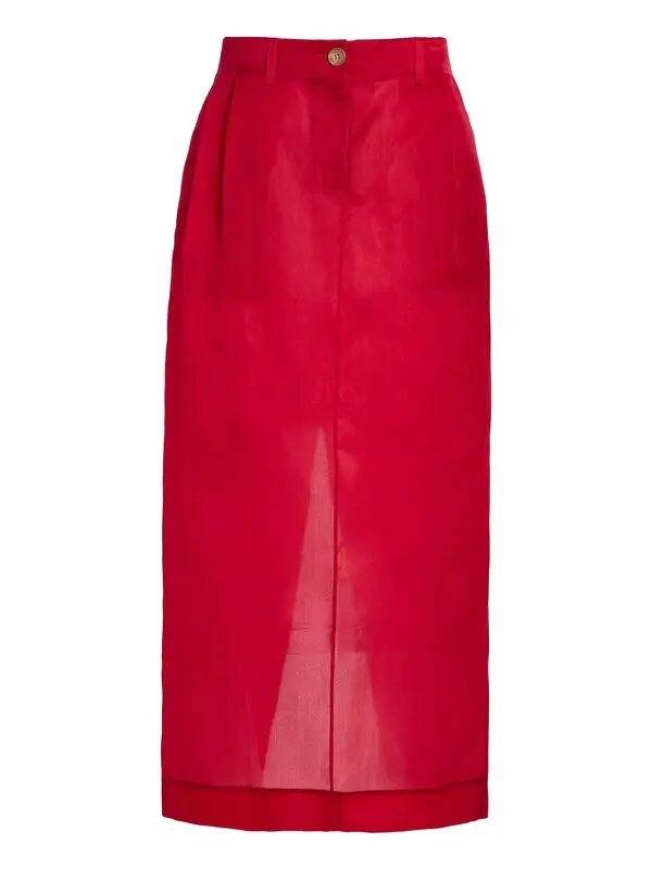 Khaite Lucian Pleated Maxi Skirt - Red