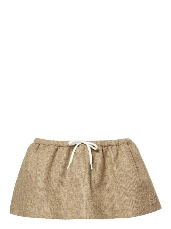 Miu Miu Virgin Wool Miniskirt - Beige