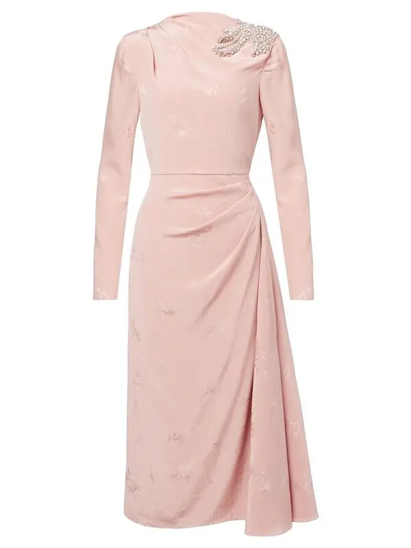 Erdem Draped Silk And Cotton Midi Dress - Pink