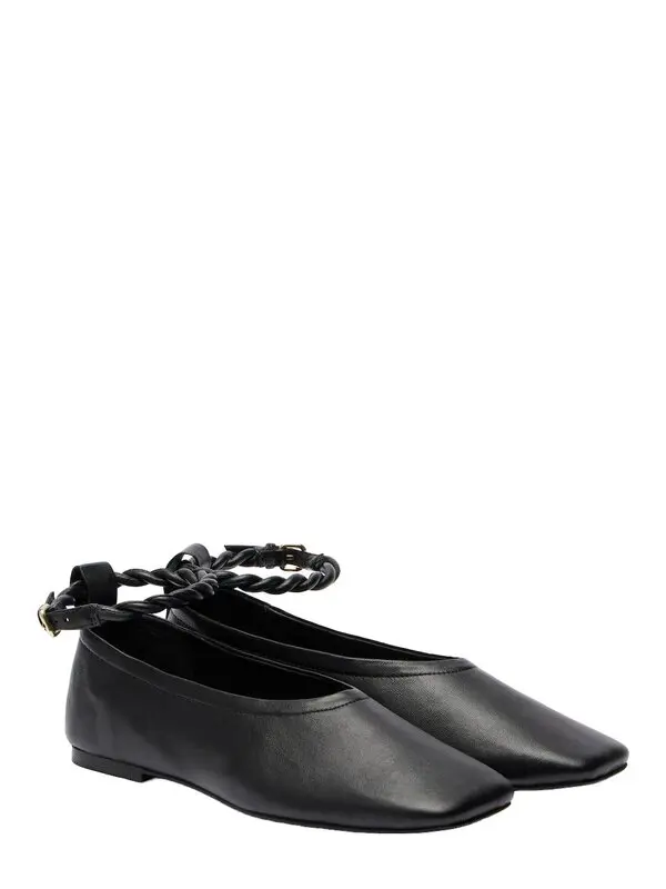 A.emery Steele Leather Ballet Flats With Buckle-fastening Ankle Strap - Black