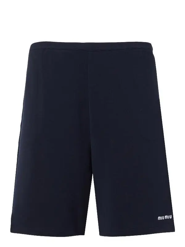 Miu Miu Jersey Cotton Bermuda Shorts - Blue