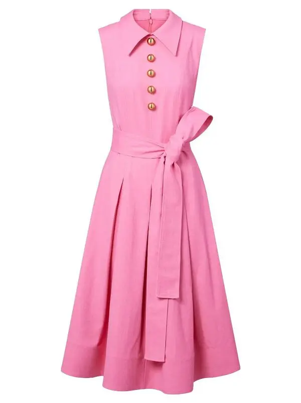 Carolina Herrera Belted Twill Midi Dress - Pink