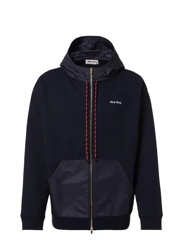 Miu Miu Cotton Zip-up Hoodie - Blue