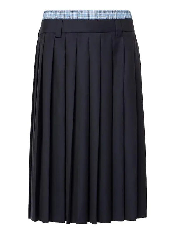 Miu Miu Pleated Midi Skirt - Blue