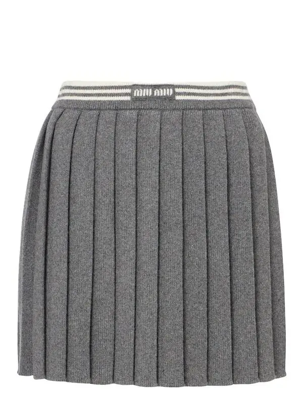 Miu Miu Cashmere And Wool Miniskirt - Grey