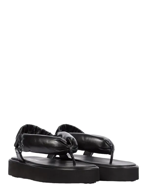 Miu Miu Leather Thong Sandals - Black