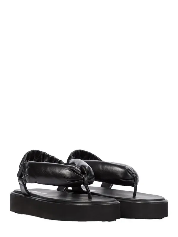Miu Miu Leather Thong Sandals - Black
