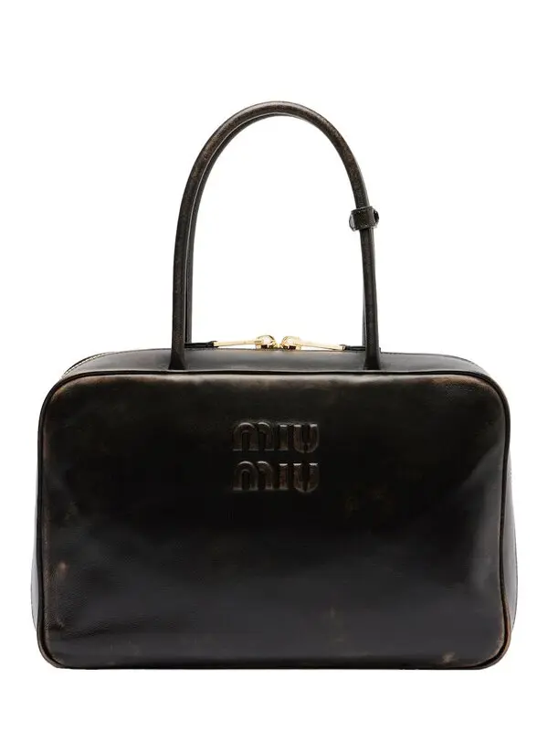 Miu Miu Beau Large Leather Tote Bag - Brown