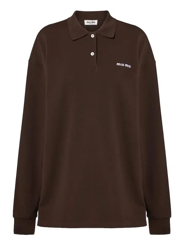 Miu Miu Cotton Piqué Polo Shirt - Brown