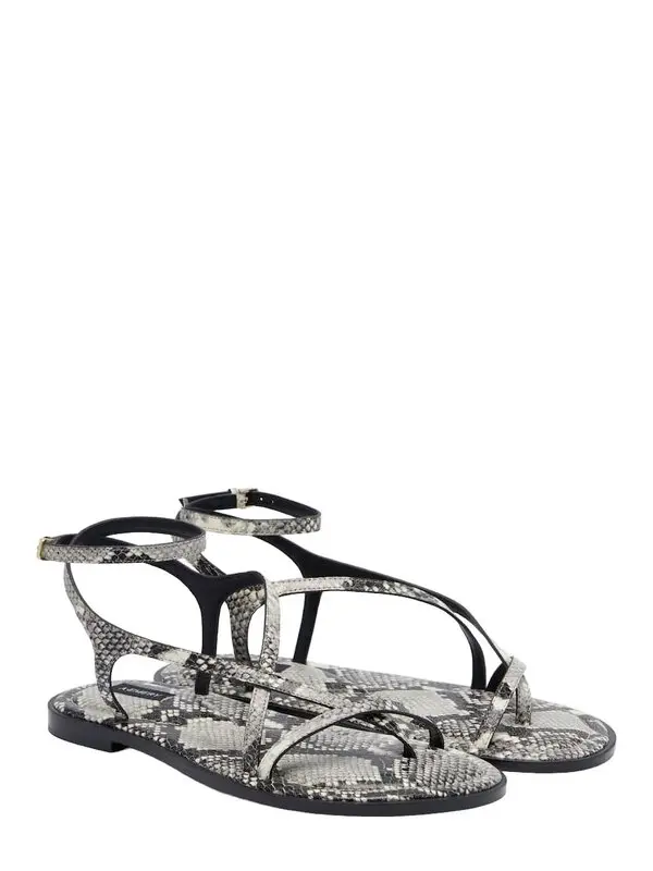 A.emery Edna Snake-effect Leather Sandals - Grey