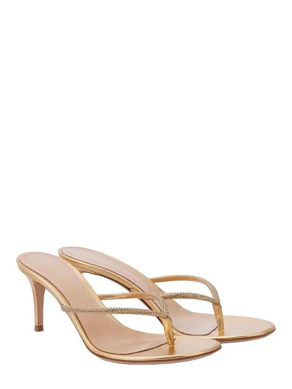 GIANVITO ROSSI India 70 Leather Thong Sandals - Gold