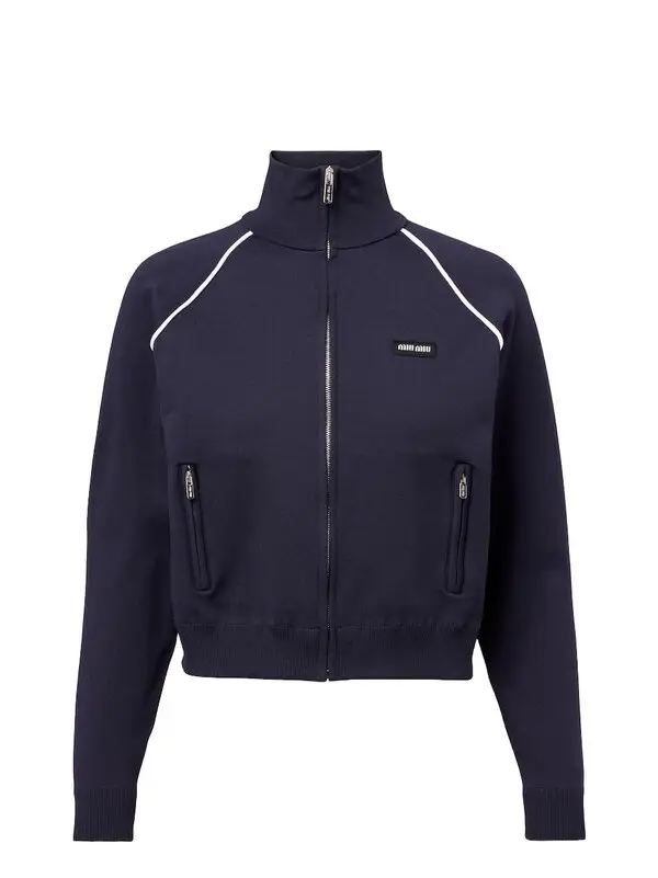 Miu Miu Logo Zip-up Sweatshirt - Blue