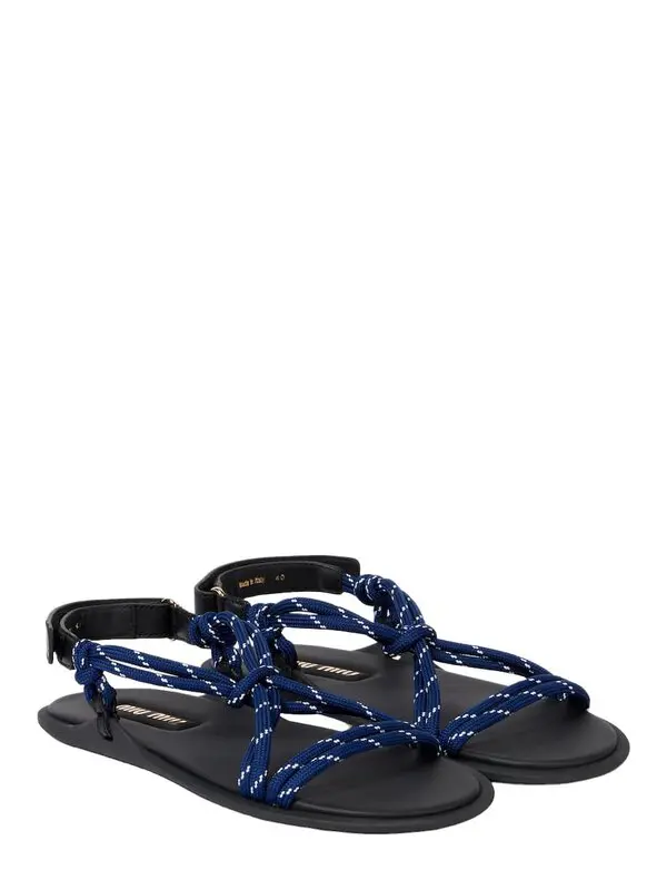 Miu Miu Rivière Leather-trimmed Sandals - Blue