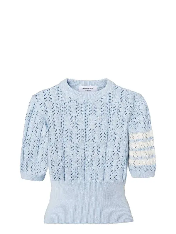 Thom Browne 4-bar Pointelle Cotton Top - Blue