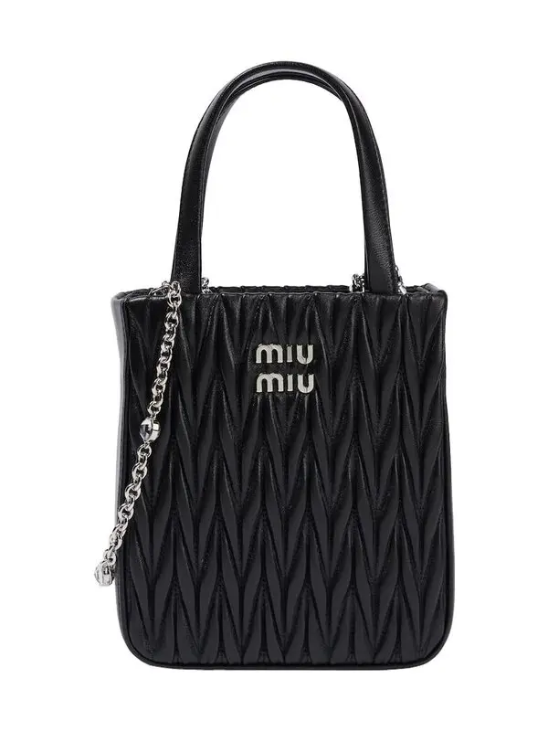 Miu Miu Matelassé Leather Tote Bag - Black