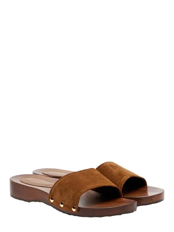 GIANVITO ROSSI Riviera Suede Slides - Beige