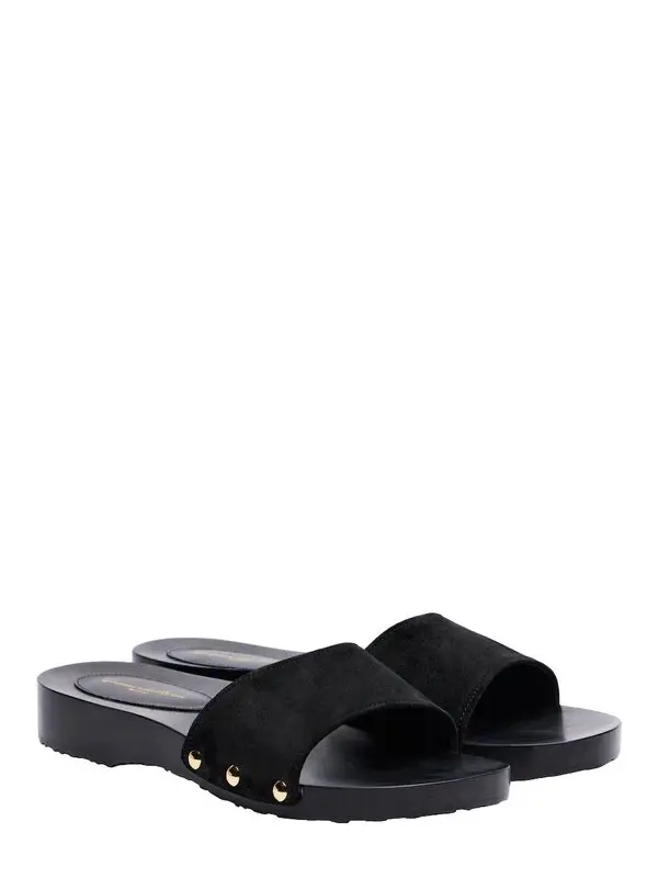 GIANVITO ROSSI Riviera Suede Slides - Black