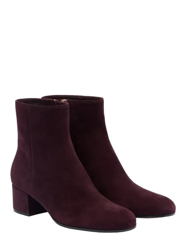 GIANVITO ROSSI Joelle 45 Velvet Ankle Boots - Burgundy