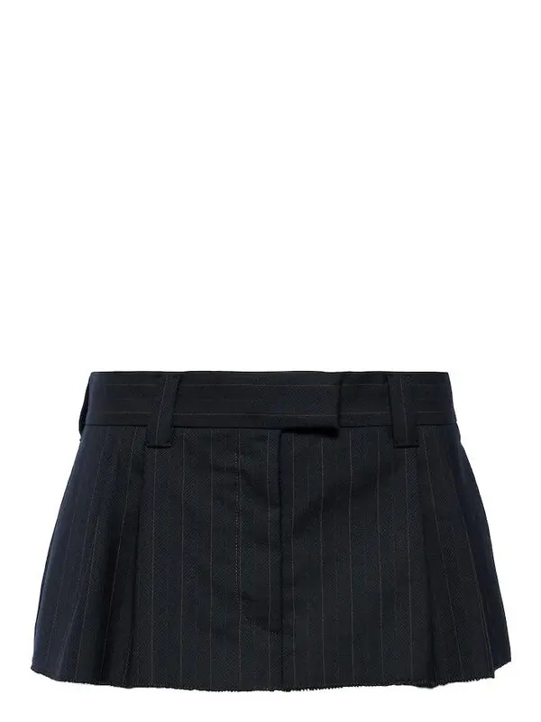 Miu Miu Pinstripe Wool Miniskirt - Blue