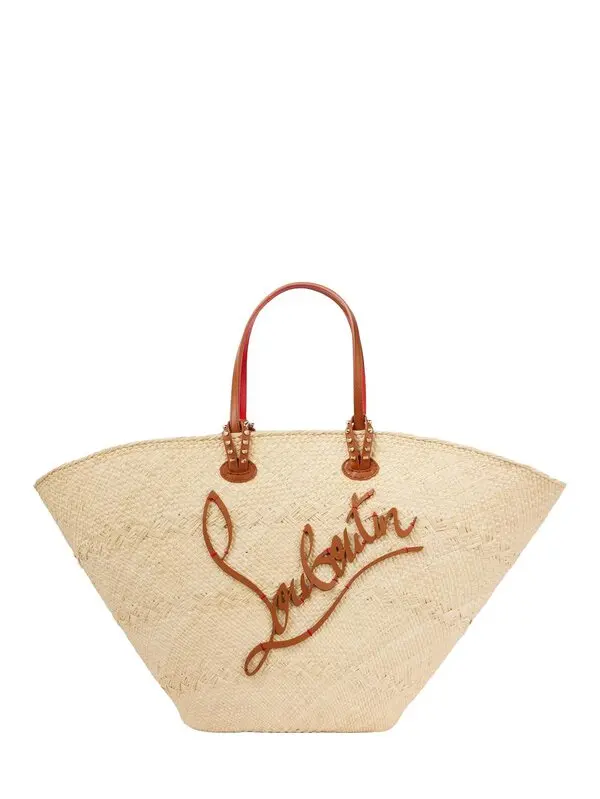 CHRISTIAN LOUBOUTIN Cabata Large Raffia Tote Bag - Beige
