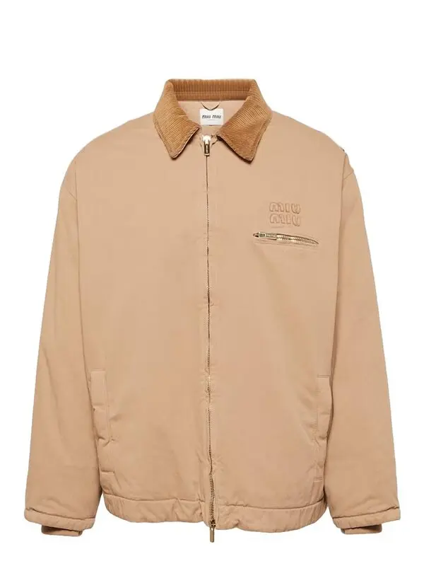 Miu Miu Cotton Gabardine Blouson Jacket - Beige