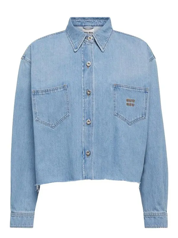Miu Miu Cropped Denim Shirt - Blue