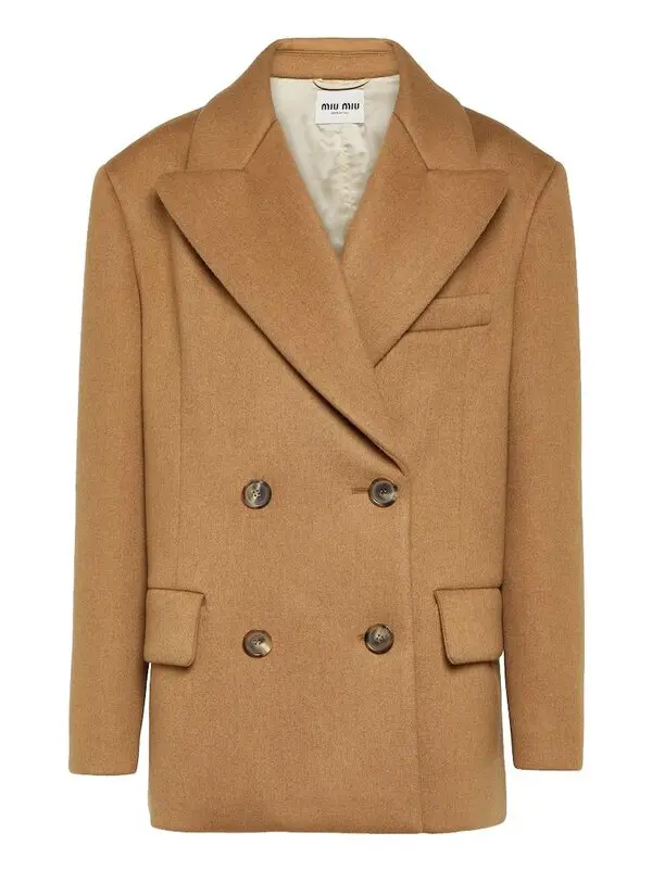 Miu Miu Double-breasted Camel Hair Jacket - Beige