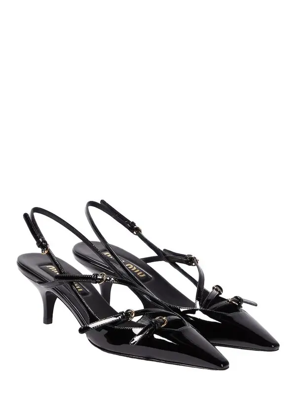 Miu Miu Patent Leather Slingback Pumps - Black