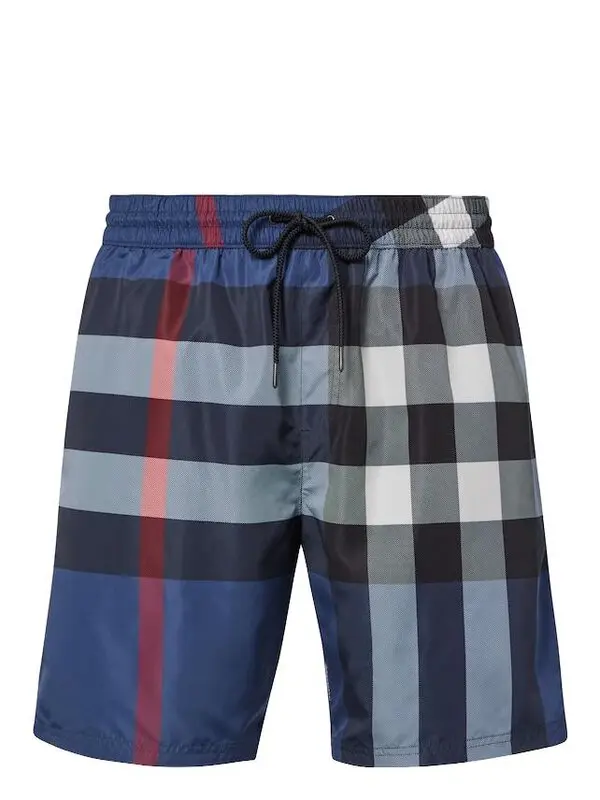 Burberry Check Swim Trunks - Blue