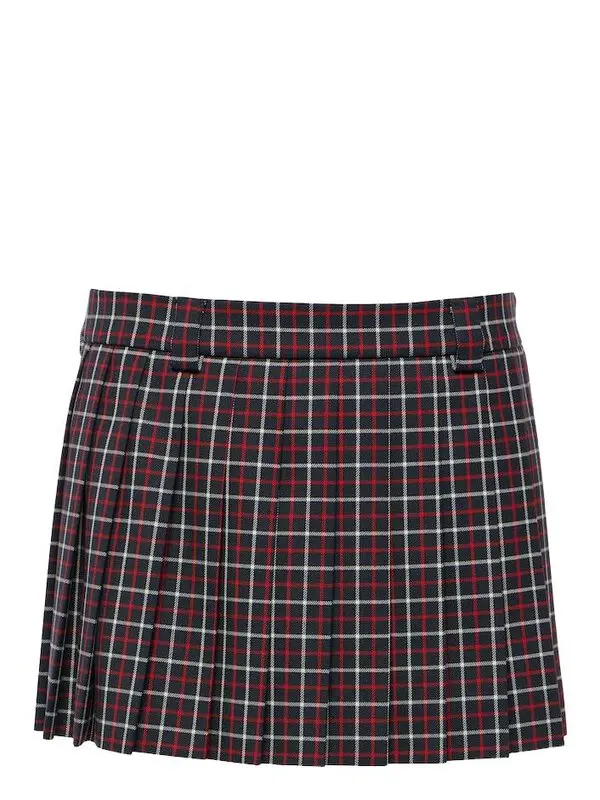 Miu Miu Checked Pleated Virgin Wool Miniskirt - Multicoloured