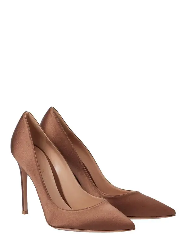 GIANVITO ROSSI 105 Satin Pumps - Brown