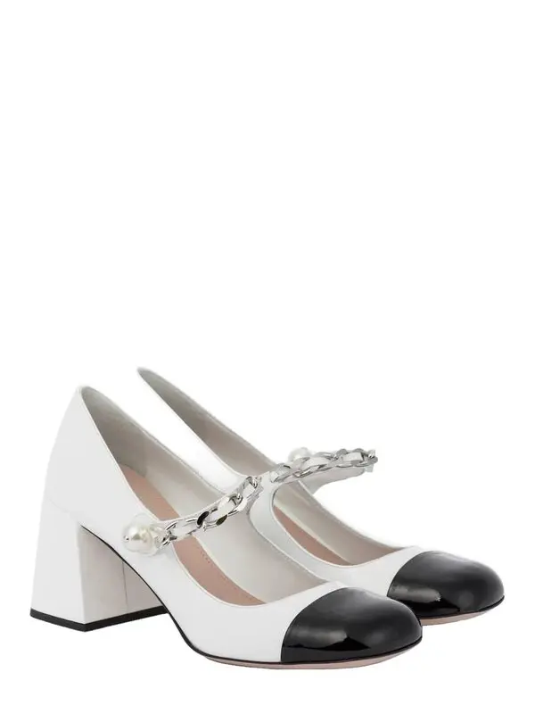 Miu Miu Mary Jane Leather Pumps - White