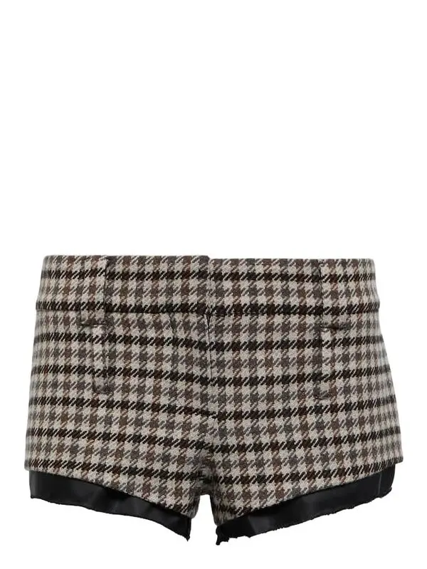 Miu Miu Houndstooth Virgin Wool Shorts - Multicoloured