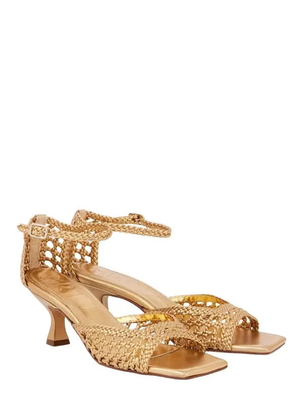 SOULIERS MARTINEZ Veronica 55 Woven Leather Sandals - Gold