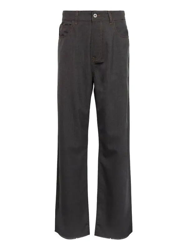 Miu Miu Mid-rise Straight-leg Wool Pants - Grey