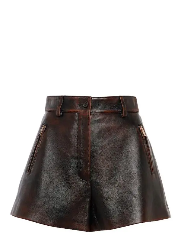 Miu Miu Leather Shorts - Black