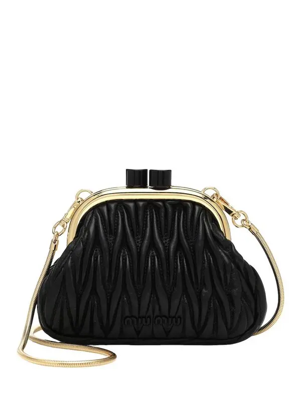 Miu Miu Miu Belle Mini Matelassé Leather Clutch - Black