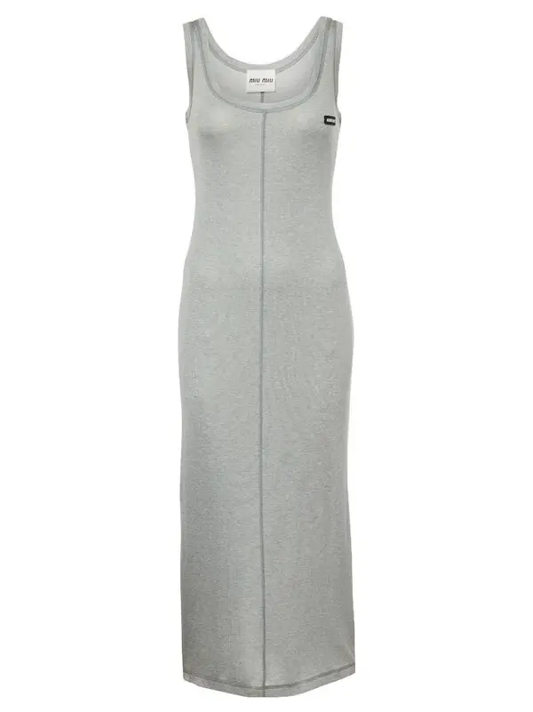 Miu Miu Knitted Silk Midi Dress - Grey