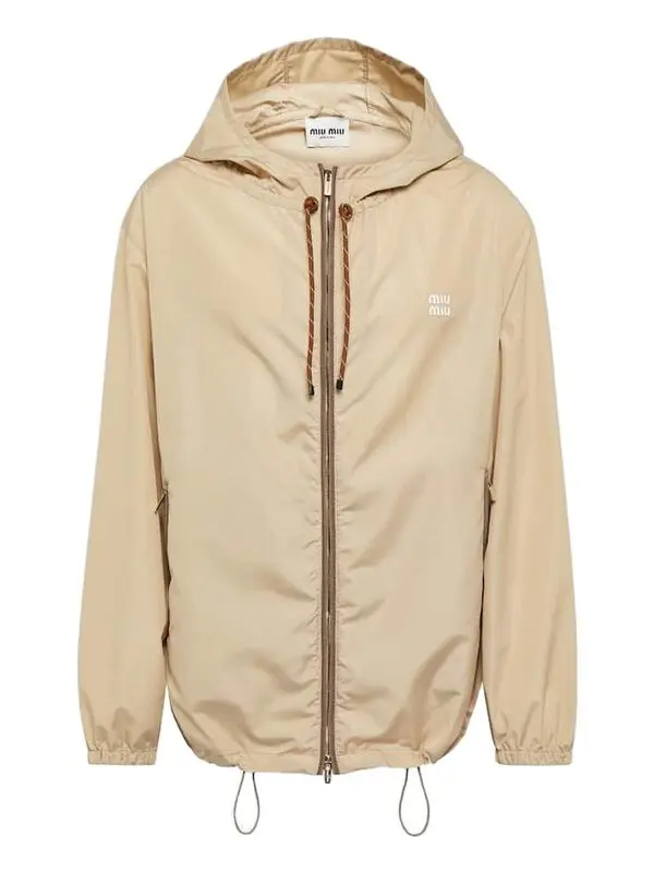 Miu Miu Logo Embroidered Technical Jacket - Beige