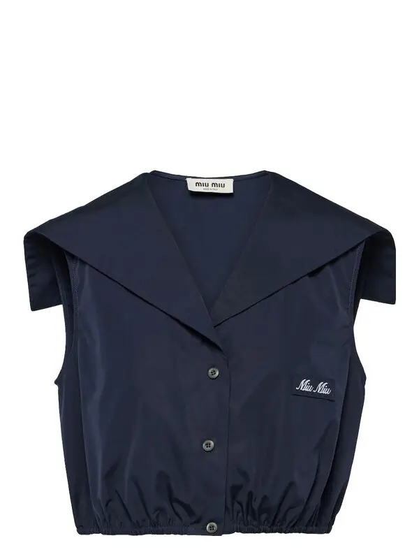 Miu Miu Cropped Cotton Shirt - Blue