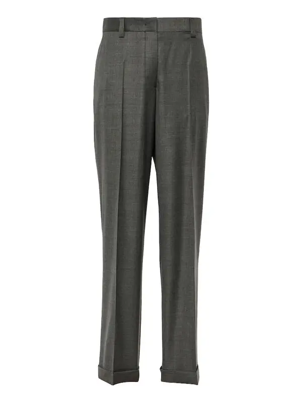 Miu Miu Low-rise Wool Straight Pants - Grey