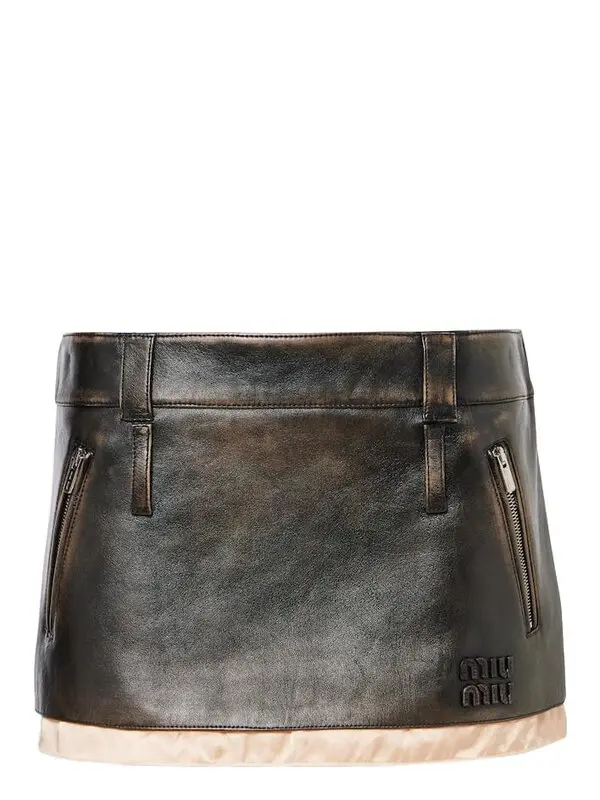 Miu Miu Leather Miniskirt - Black