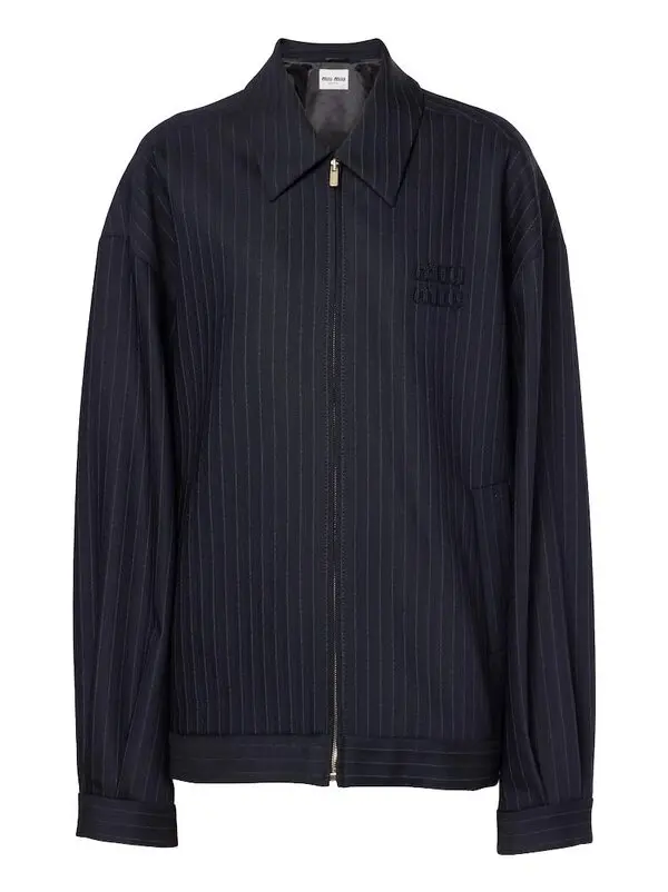 Miu Miu Logo Wool Jacket - Blue