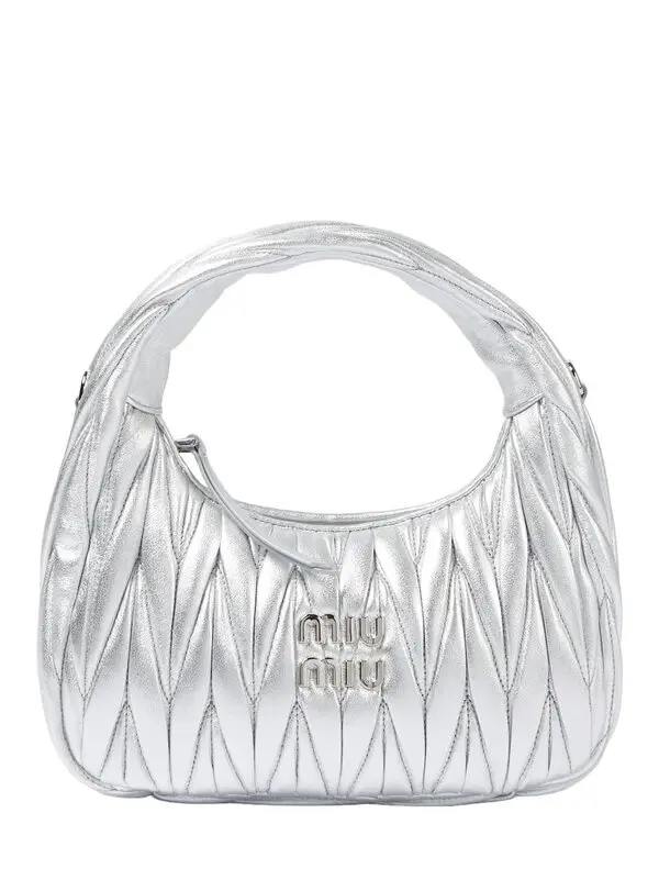 Miu Miu Wander Small Matelassé Leather Shoulder Bag - Silver