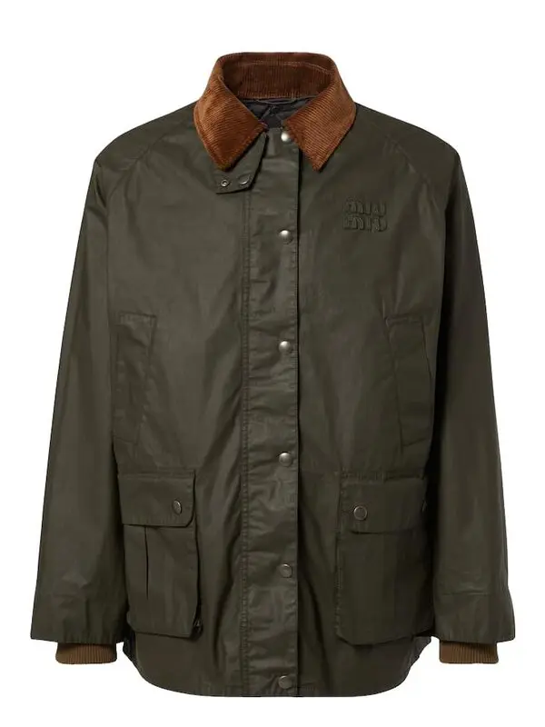 Miu Miu Corduroy-trimmed Poplin Field Jacket - Green
