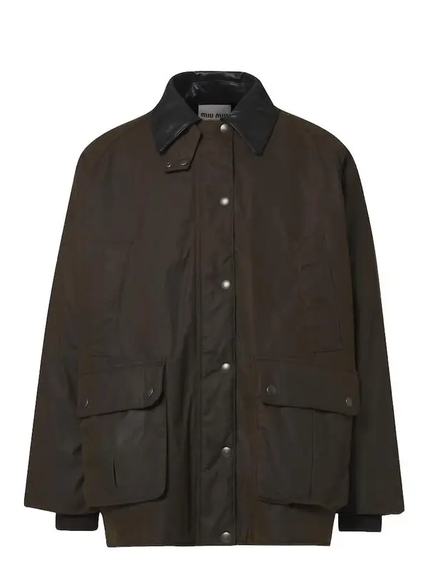 Miu Miu Leather-trimmed Cotton Canvas Blouson - Brown
